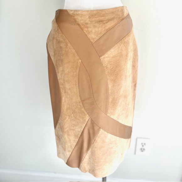 margaret godfrey | Skirts | Margaret Godfrey Tan Leather Suede Pencil ...
